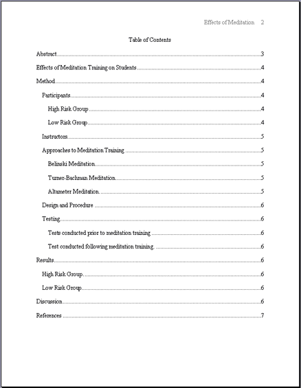  Apa 6th Edition Table Of Contents Template APA Style 6th Edition 