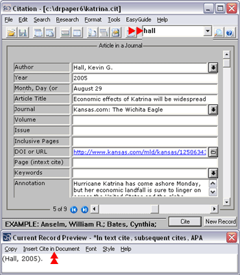 Formatting in text cites
